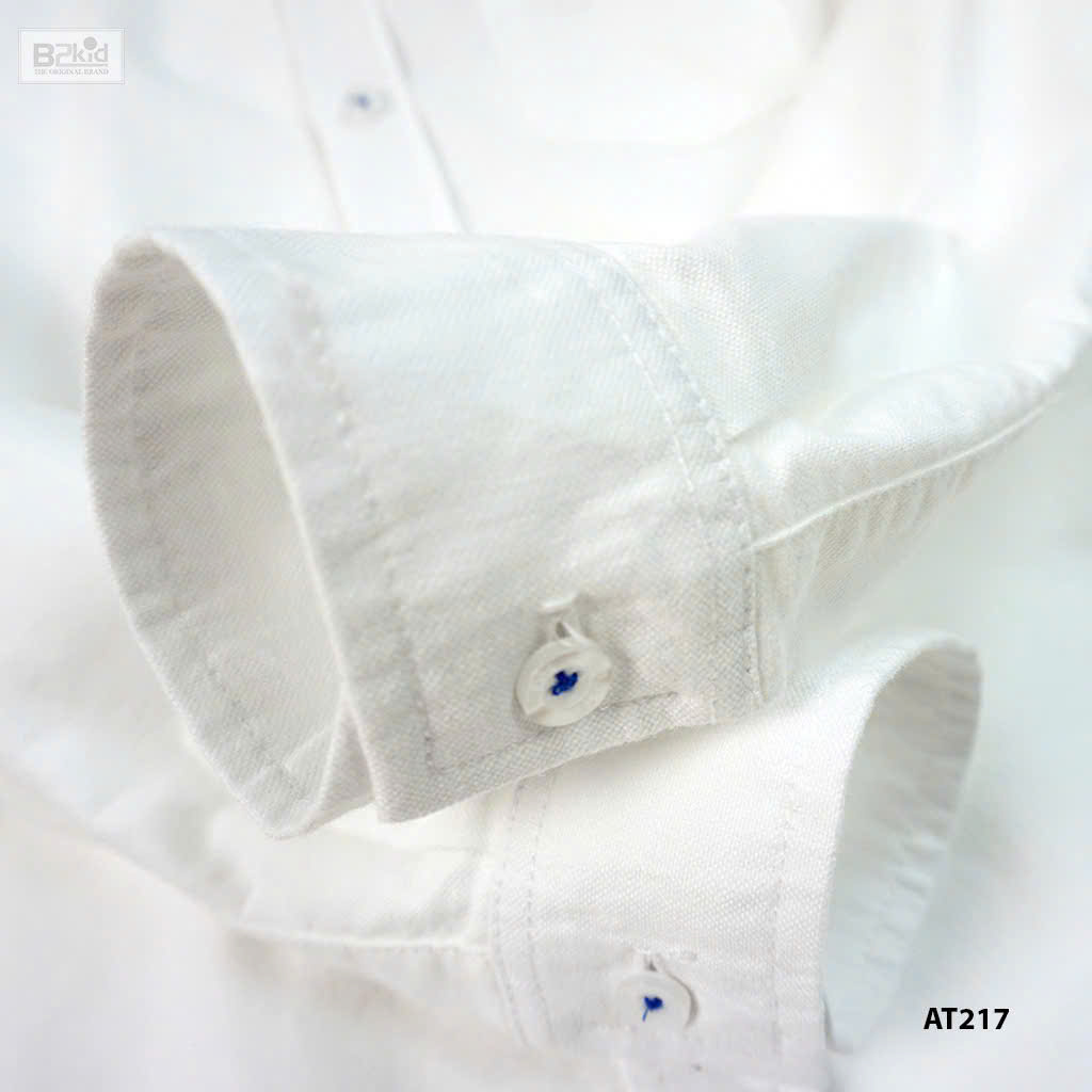 Quần áo bé trai: [10kg-12kg] Sơ mi trắng tay dài vải linen Oxford mềm ...